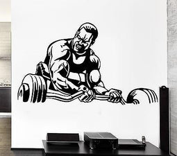 Wall Decal Sport Bodybuilding Bodybuilder Muscle Man Fitness Weights U ...