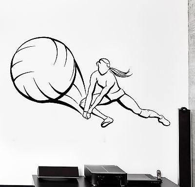 Wall Stcker Sport Volleyball Player Girl Female Woman Vinyl Decal Uniq ...