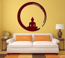 Buddha Wall Sticker Vinyl Decal Buddhism Meditation Circle Enso Zen Re ...