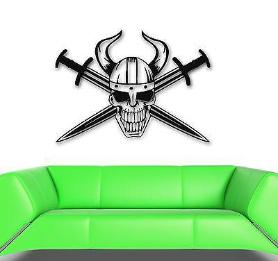 Wall Stickers Vinyl Decal Death Skull Sword War Murals Unique Gift (ig ...