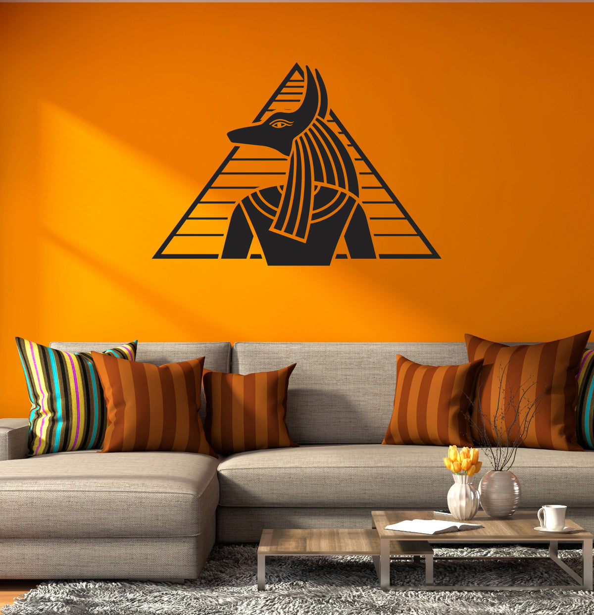 Anubis Egyptian God Vinyl Wall Decal Ancient Decor Pyramid Stickers Mu ...