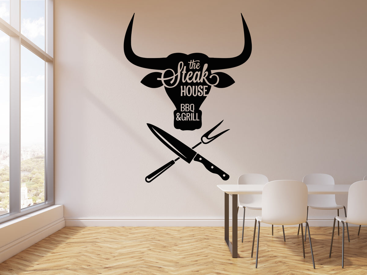 Vinyl Wall Decal BBQ Meat Special Grill Menu Steak House Beef Food Sti ...
