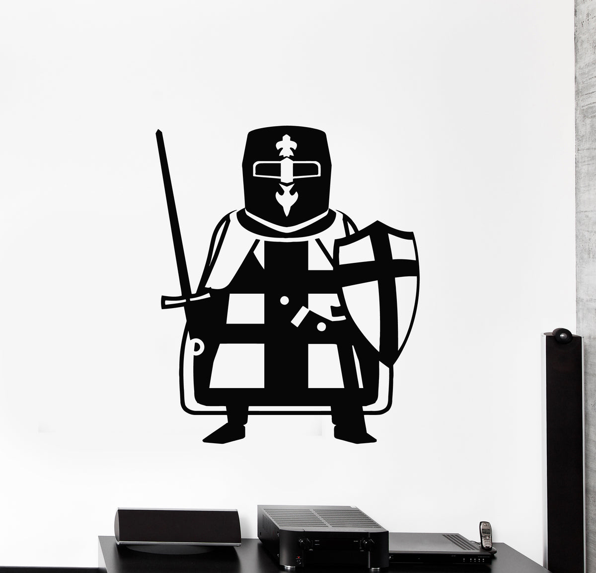 Vinyl Wall Decal Crusader Warrior Knight Sword Shield Boy's Room Stick ...