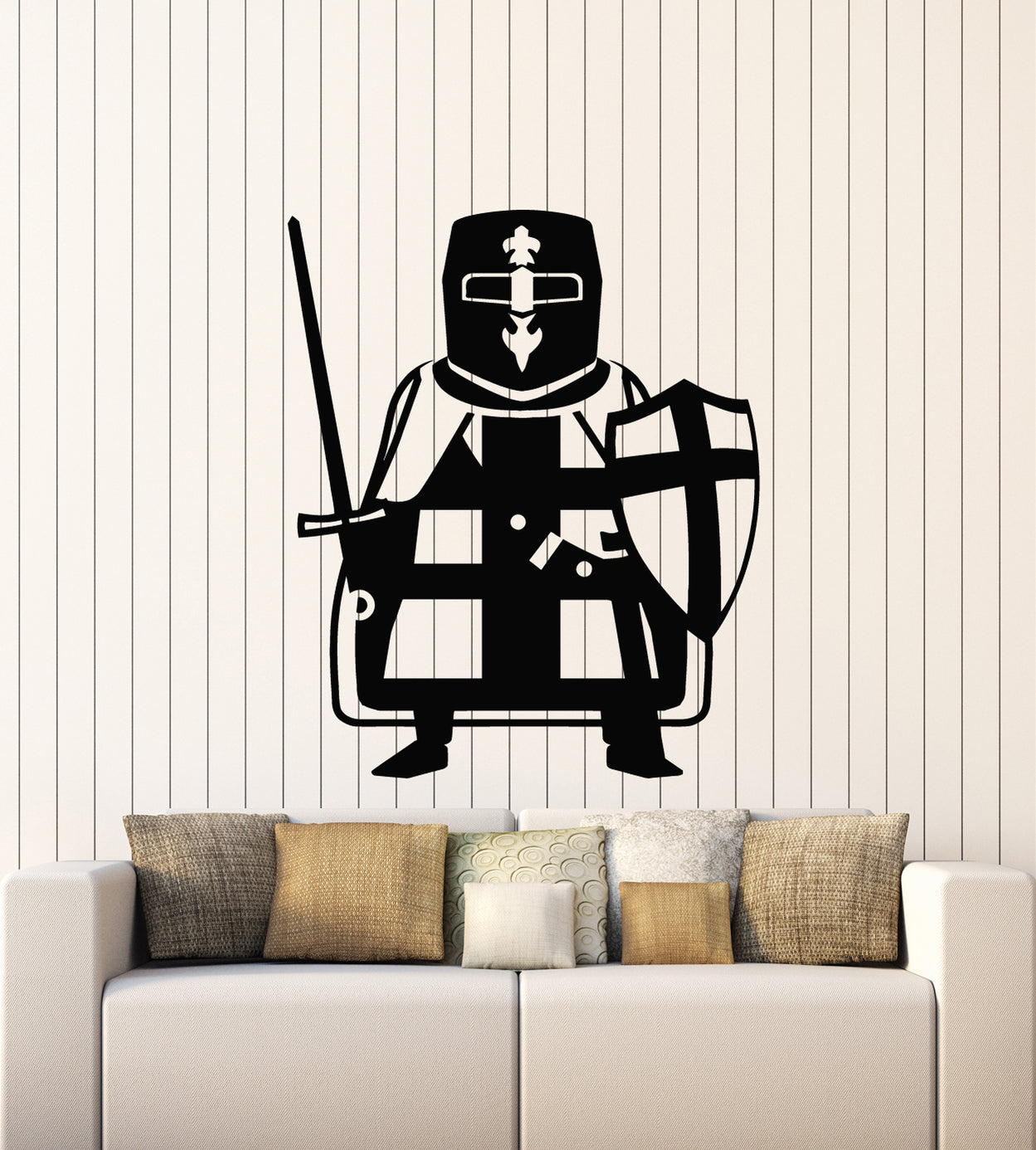 Vinyl Wall Decal Crusader Warrior Knight Sword Shield Boy's Room Stick ...