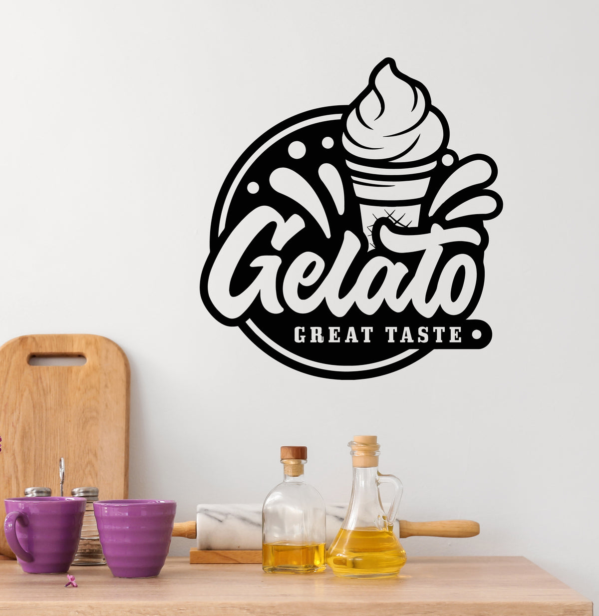 Vinyl Wall Decal Gelato Great Taste Ice Cream Sweet Cafe Stickers Mura ...