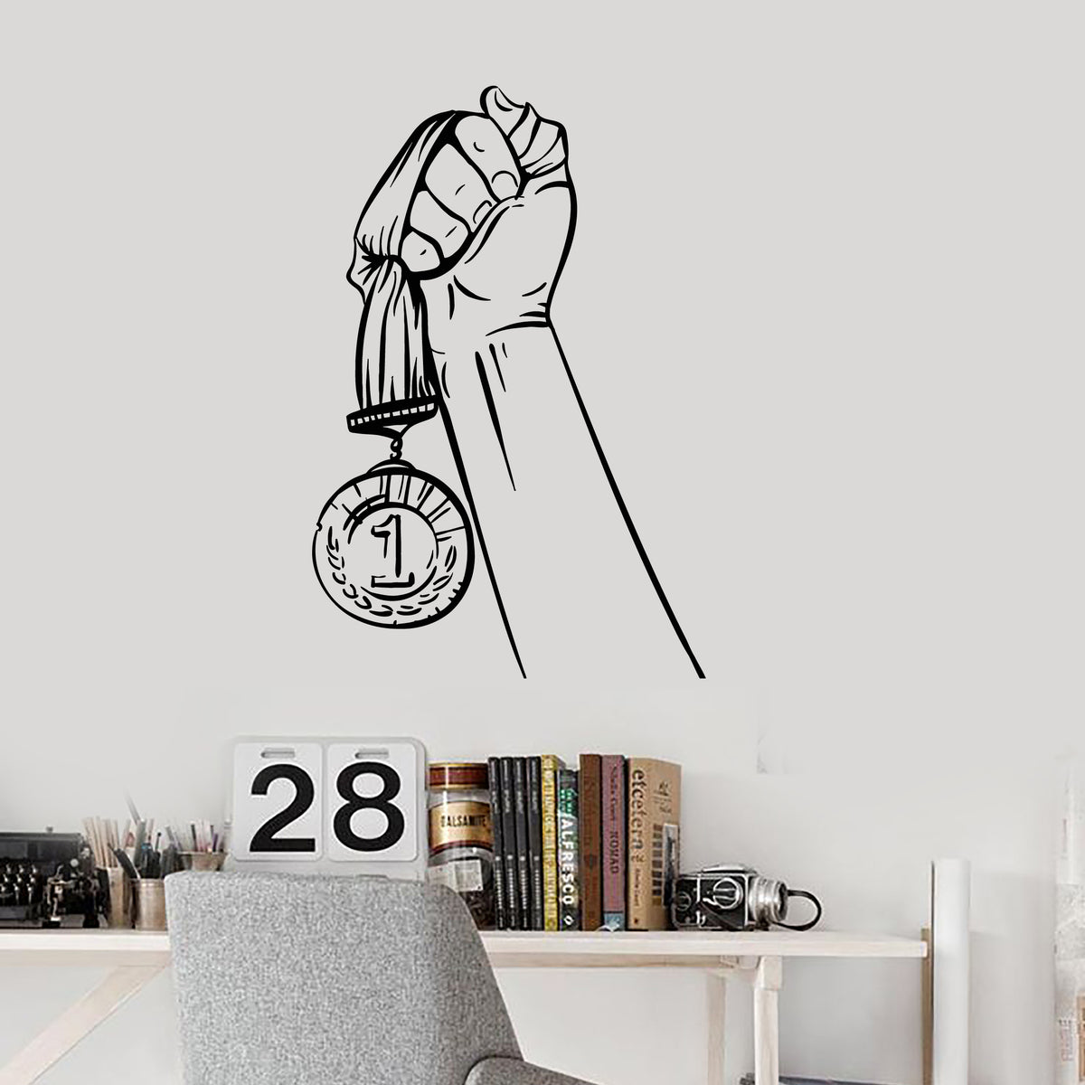 Vinyl Wall Decal Golden Medal Champion Teen Room School Decor Sports S ...