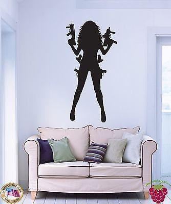 Wall Stickers Vinyl Decal Sexy Gangster Girl Mafia Weapons Unique Gift ...