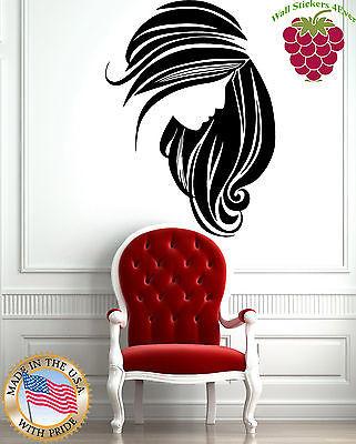 Wall Stickers Vinyl Decal Beautiful Woman Face Long Hair Beauty Salon ...