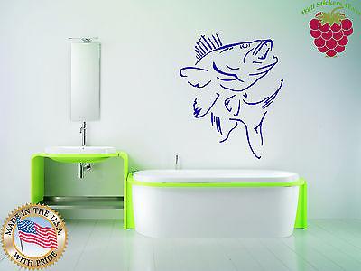 Wall Stickers Vinyl Decal Fishing Ocean Marine Sea Bass Rock Fish Uniq ...