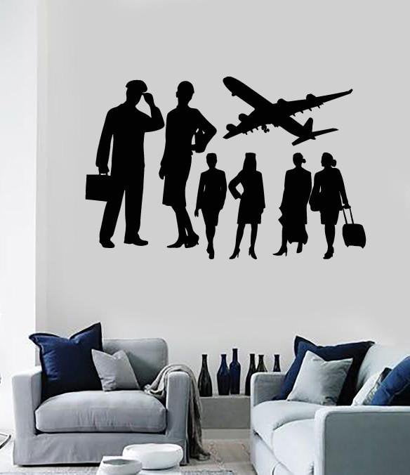 Vinyl Decal Wall Sticker Airplane Crew Airline Avia Company Decor Uniq ...