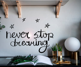 Vinyl Wall Decal Never Stop Inspirational Phrase Stars Stickers Mural ...