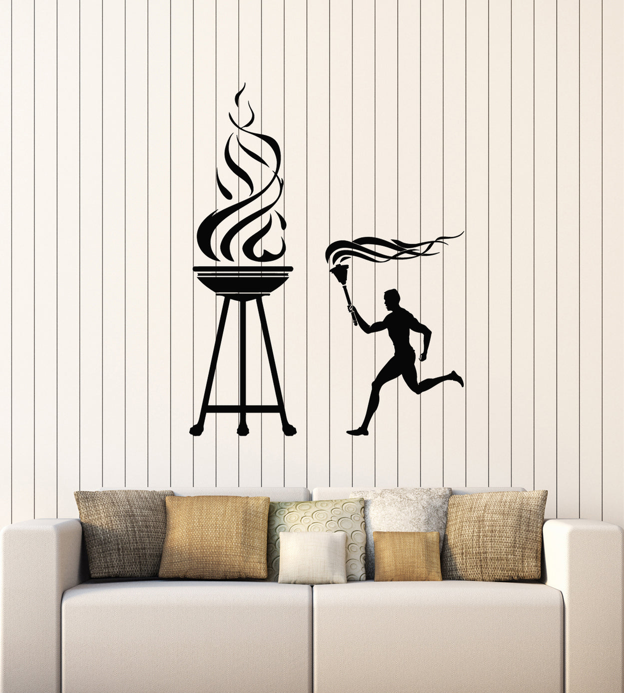 Vinyl Wall Decal Olympic Games Torch Fire Sportsman Sport Stickers Mur ...