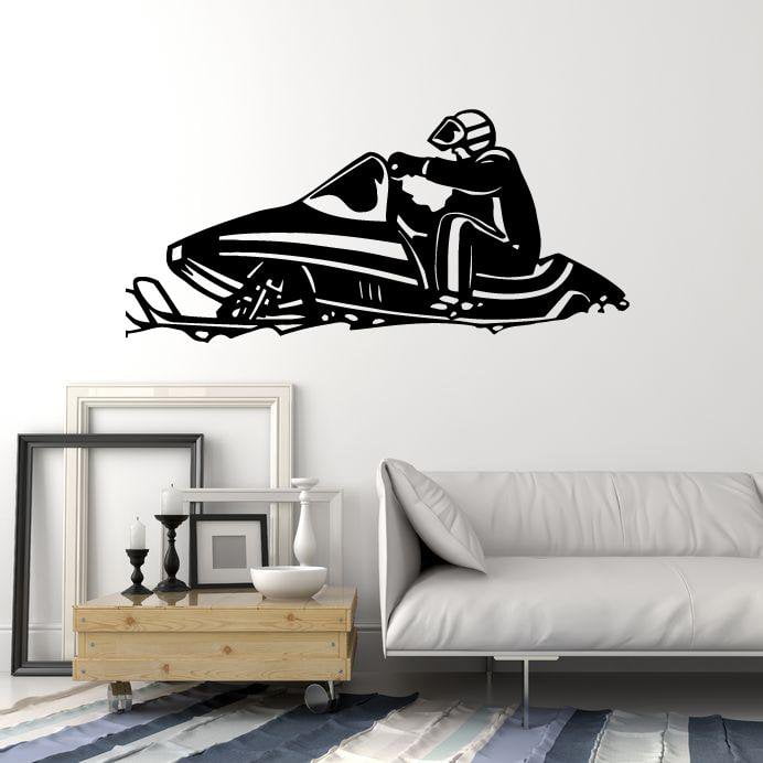 Vinyl Wall Decal Snowmobile Winter Travel Sports Race Stickers Mural U ...