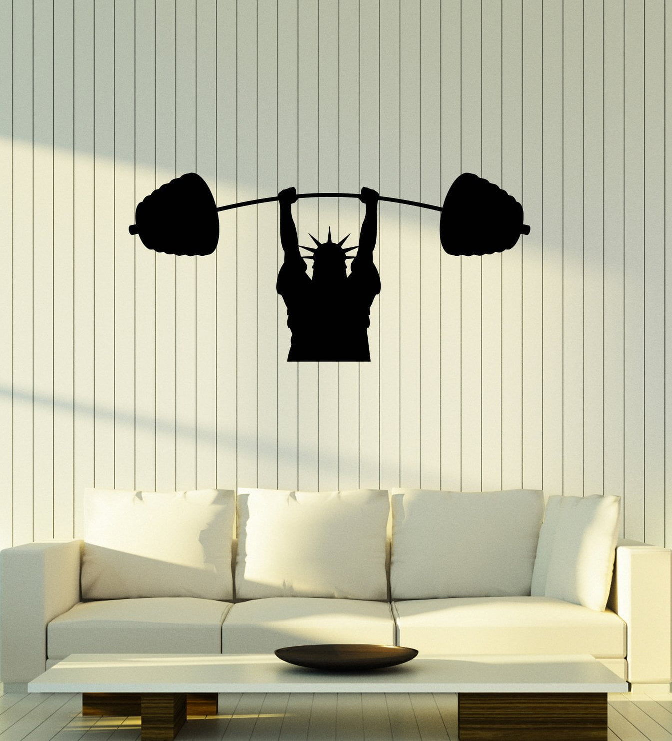 Vinyl Wall Decal Sports Statue of Liberty Fitness Gym Barbell Art Stic ...
