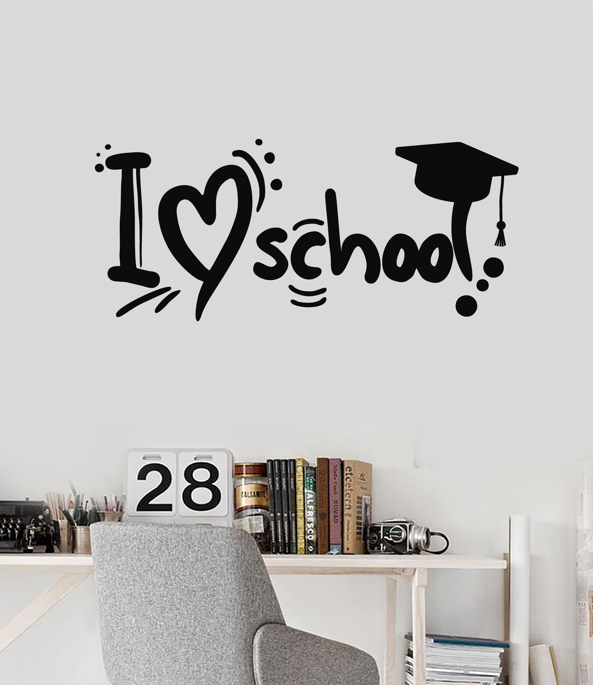 Wall Vinyl Decal Sticker Quotes Words I Love School Student Decor Uniq ...