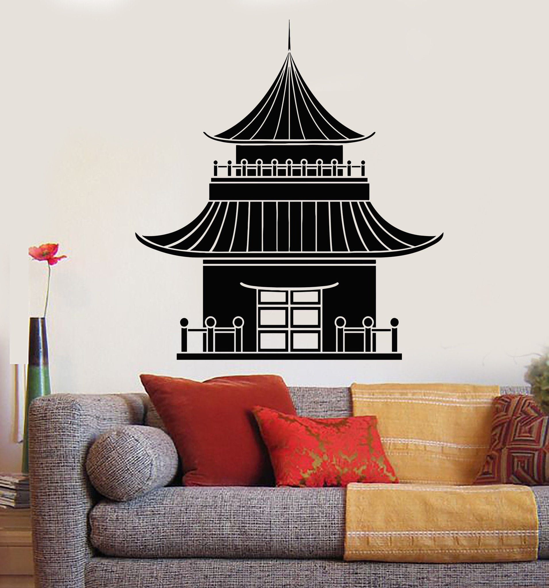 Vinyl Wall Decal Japanese Pagoda Architecture Oriental Decor Stickers ...