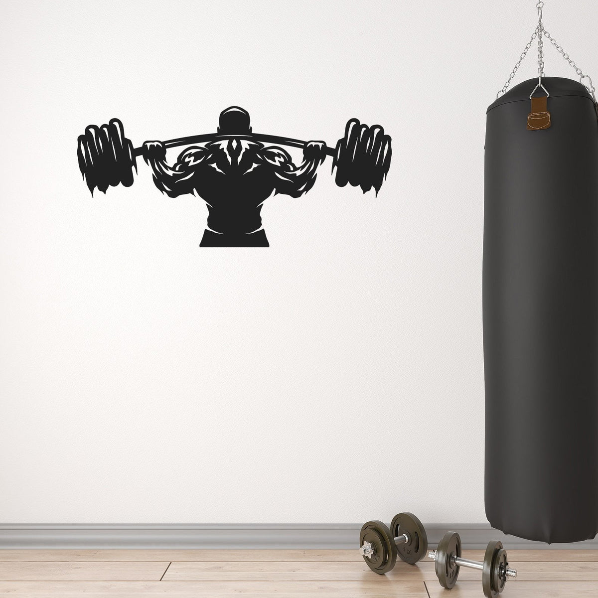 Vinyl Wall Decal Bodybuilding Sport Man Weightlifter Athlete Barbell S ...