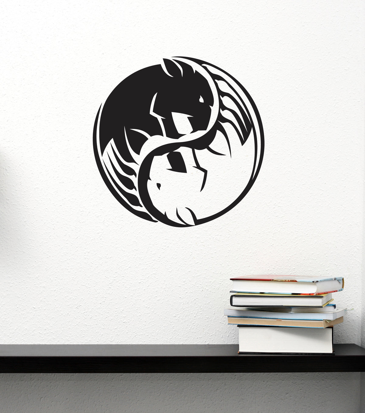 Yin Yang Vinyl Wall Decal Lion Cats Black White Circle Stickers Mural ...