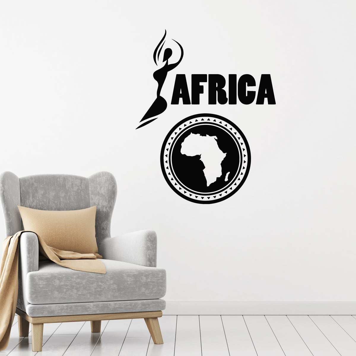 Vinyl Wall Decal African Continent Symbol Africa Map Ethnic Style Stic ...
