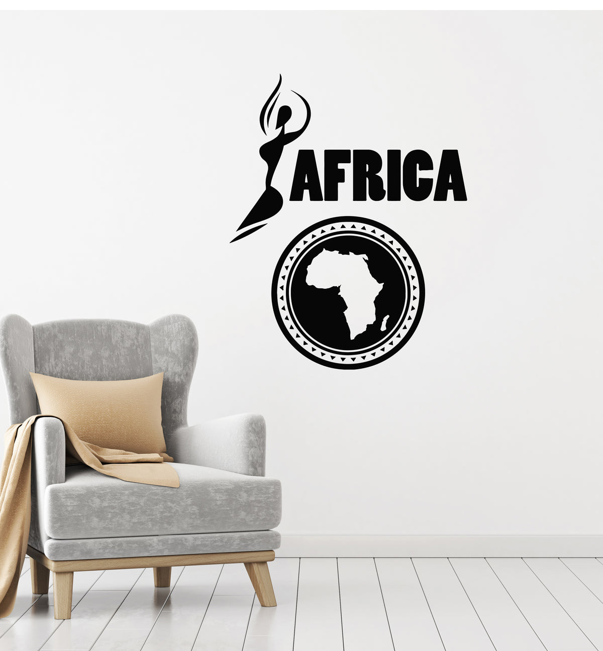Vinyl Wall Decal African Continent Symbol Africa Map Ethnic Style Stic ...