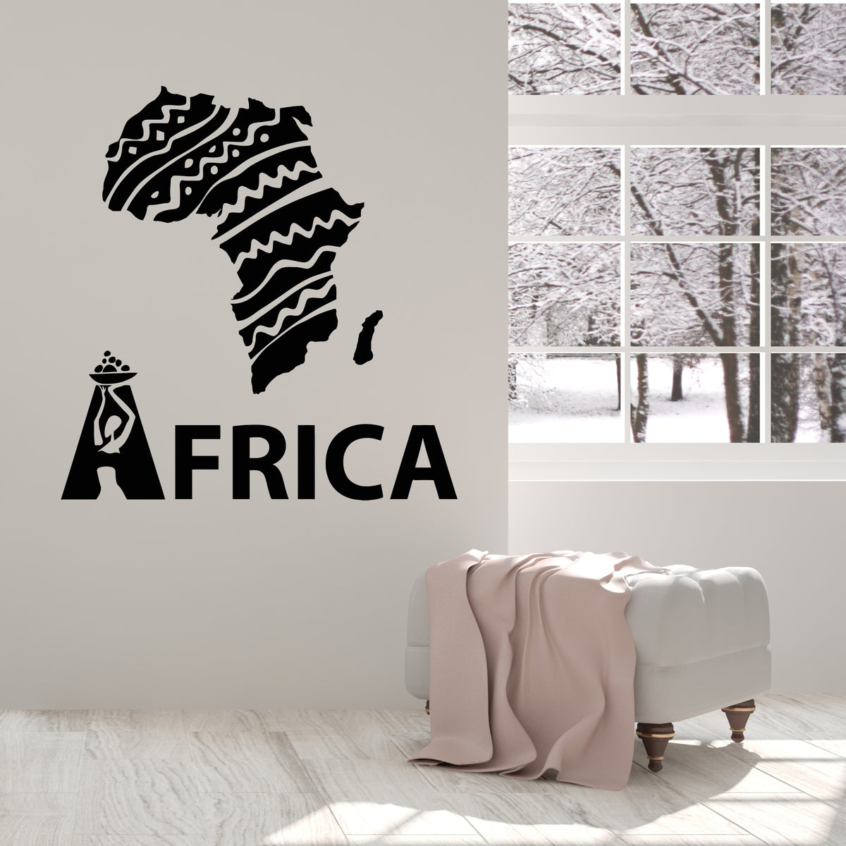 Vinyl Wall Decal African Continent Symbol Map Ethnic Ornament Stickers ...
