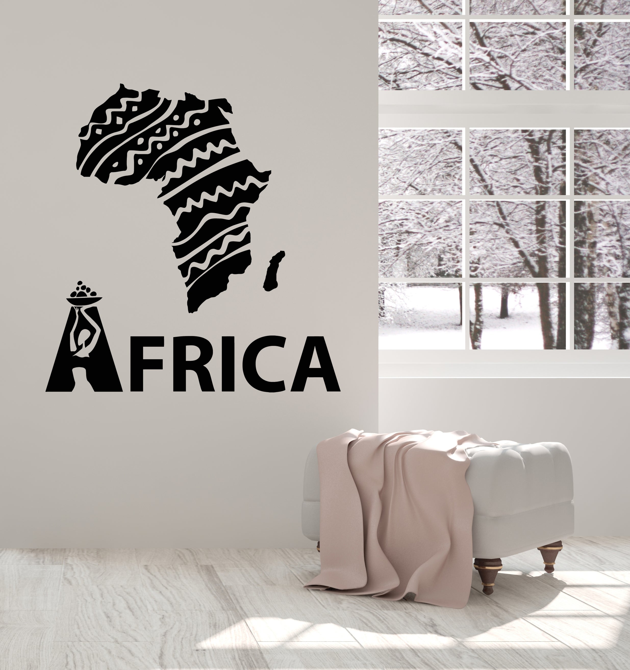 Vinyl Wall Decal African Continent Symbol Map Ethnic Ornament Stickers ...