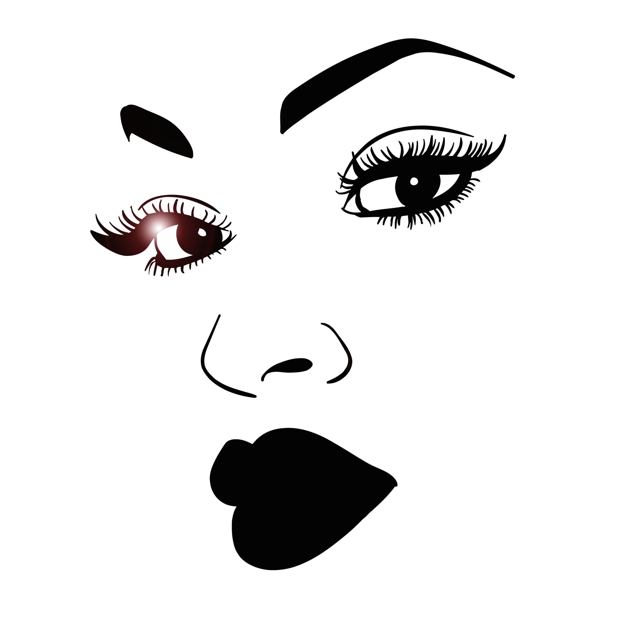 Woman Profile Portrait Girl Face Eyelashes Lips Vinyl Wall Decal Stick ...