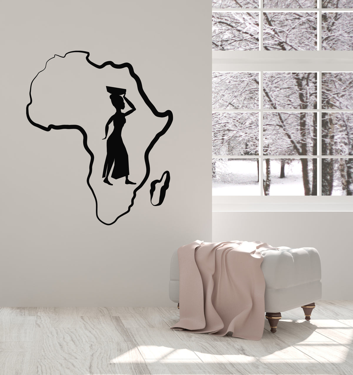 Vinyl Wall Decal African Continent Native Tradition Afro Woman Sticker ...