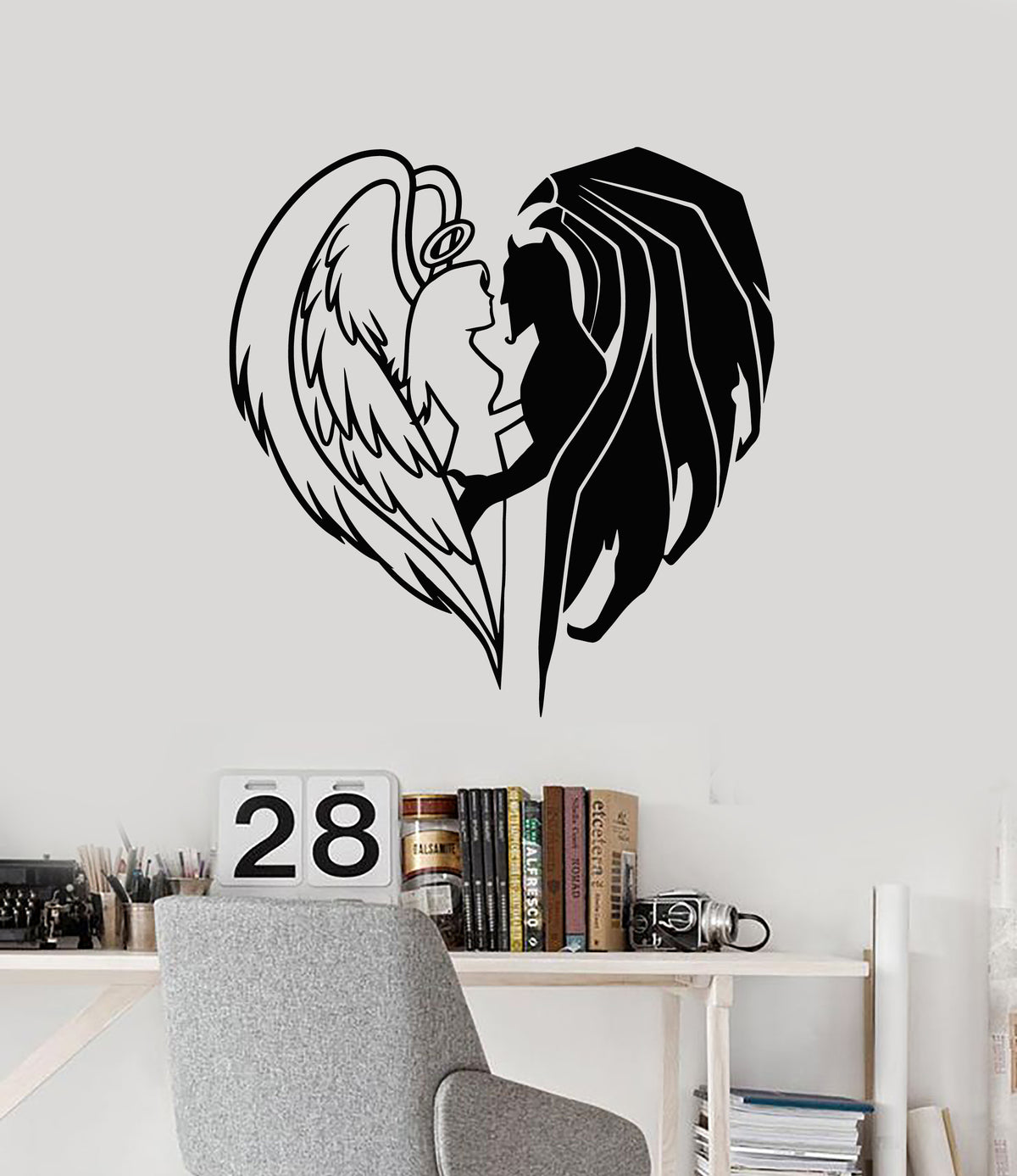 Vinyl Wall Decal Man Woman Devil Bad Romance Angel Demon Love Stickers ...