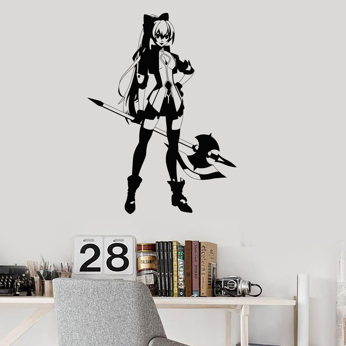 Vinyl Wall Decal Anime Girl Warrior Manga Asian Art Gamer Room Interio ...
