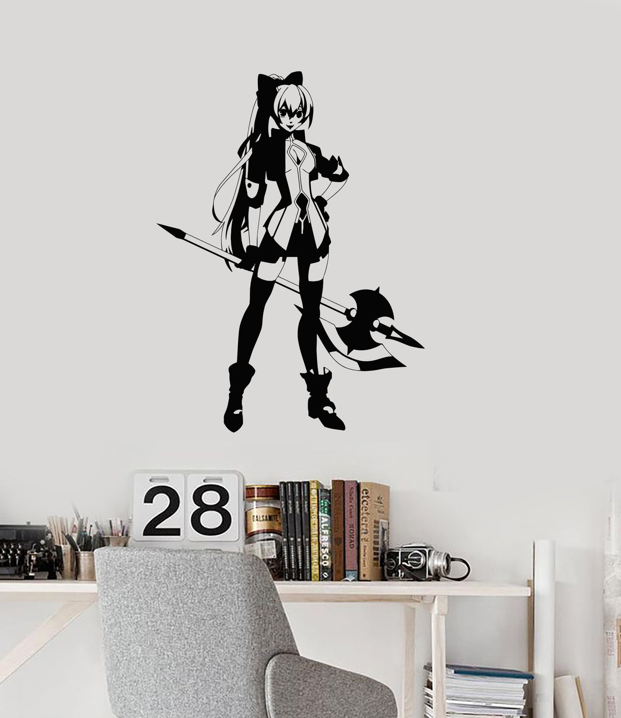 Vinyl Wall Decal Anime Girl Warrior Manga Asian Art Gamer Room Interio ...