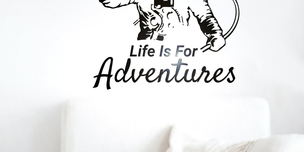 Vinyl Wall Decal Astronaut Phrase Life Is For Adventures Stickers Mura ...
