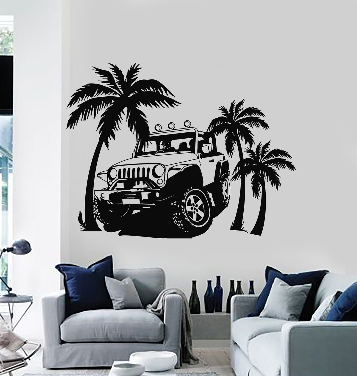 Vinyl Wall Decal Auto ATV SUV Jeep Racing Garage Decor Palms Stickers ...