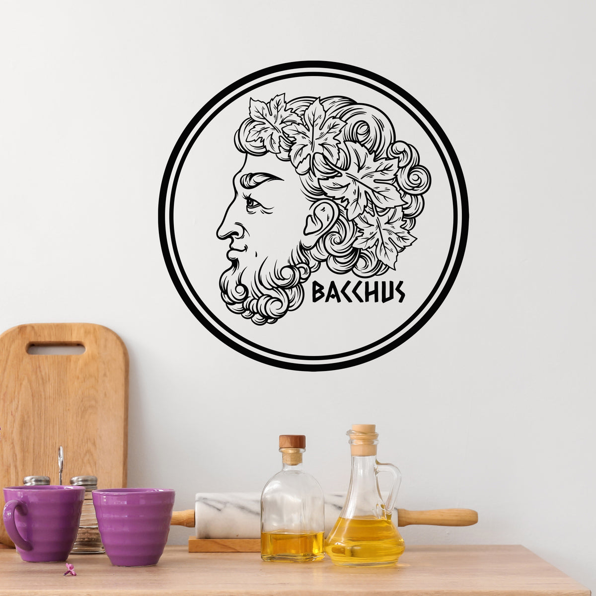 Vinyl Wall Decal Bacchus Ancient Greek God Wine Cabinet Alcohol Restau ...