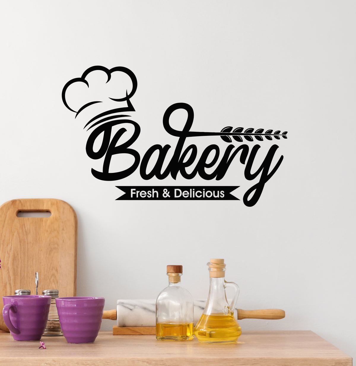 Vinyl Wall Decal Bakery Fresh Delicious Chef's Hat Bakehouse Baker Sto ...