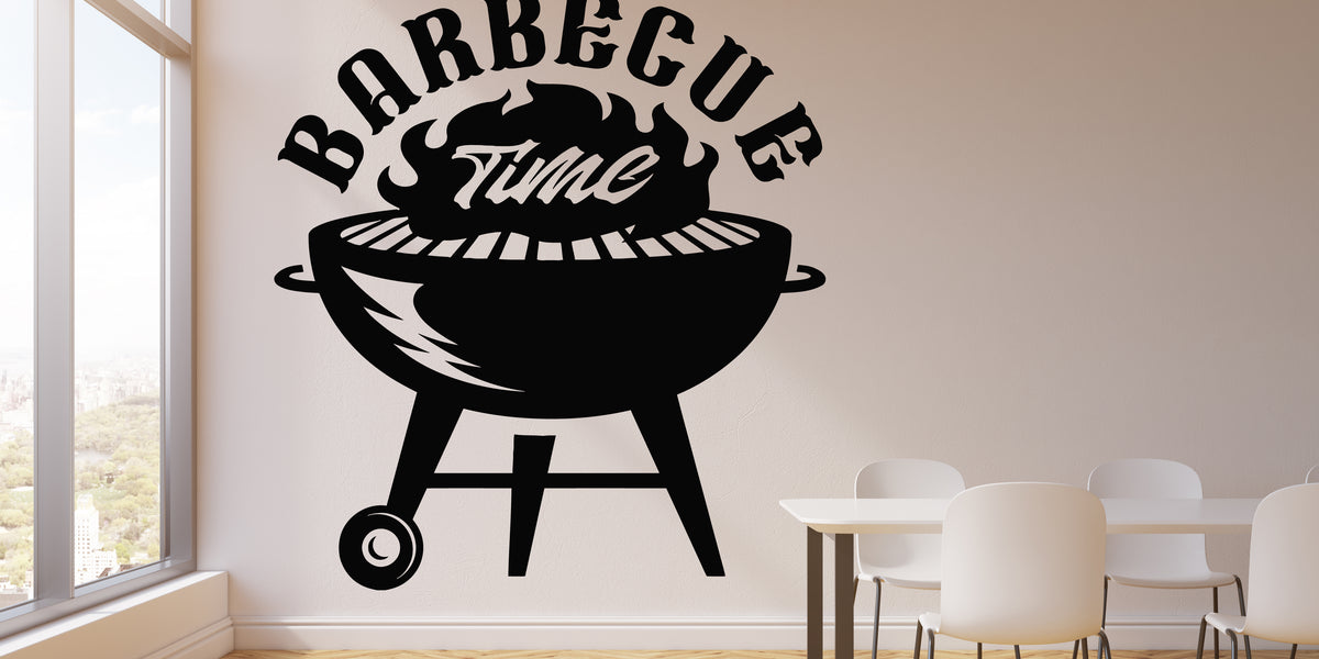 Vinyl Wall Decal Barbecue Time Cooking BBQ Food Grill Menu Bar Sticker ...