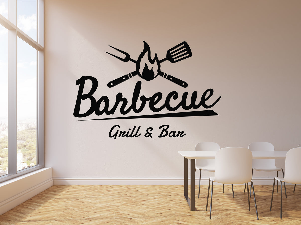 Vinyl Wall Decal Barbecue Cooking BBQ Food Meat Grill Bar Stickers Mur ...