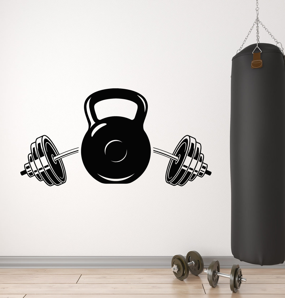 Vinyl Wall Decal Barbell Dumbbell Bodybuilding Work Out Sport Gym Stic ...