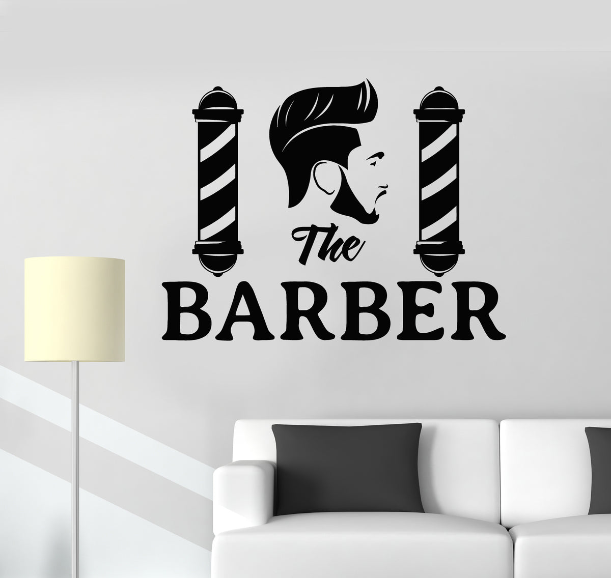 Vinyl Wall Decal Hair Style Boy Barber Shop Men's Haircut Stickers Mur ...
