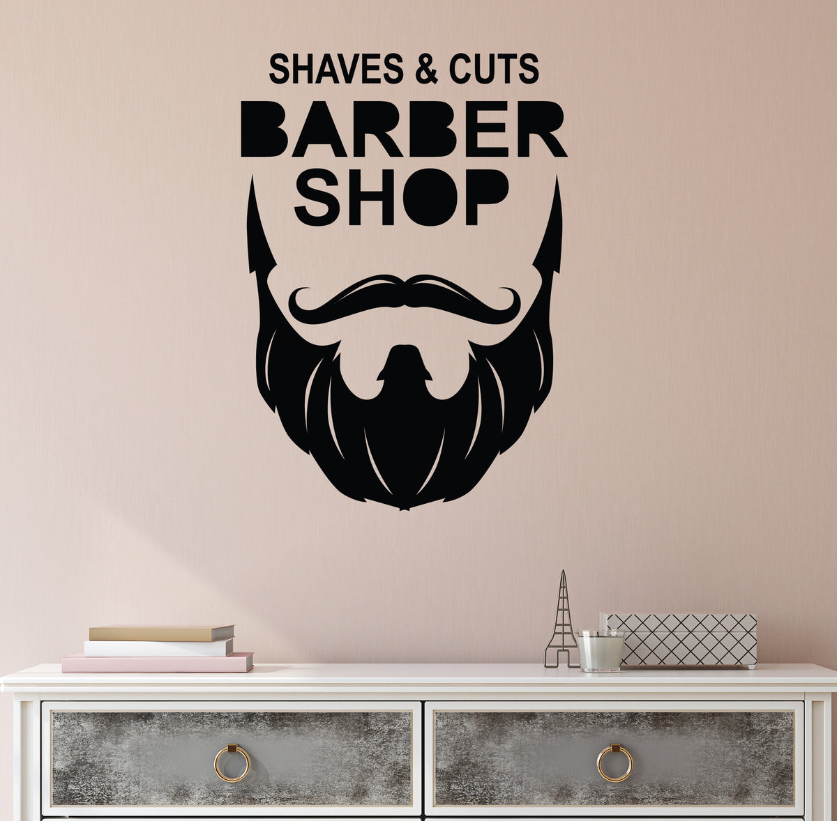 Barber Shop Vinyl Wall Decal Shaves Cuts Beard Mustache Stickers Mural ...