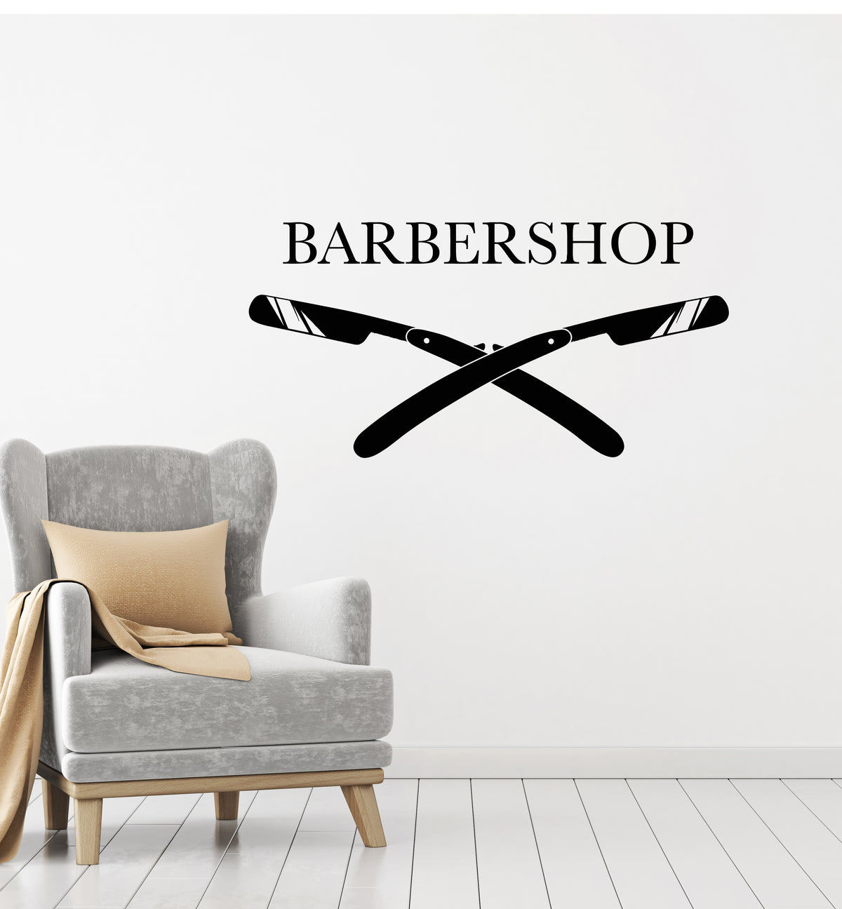 Vinyl Wall Decal Man's Hair Cutting Barbershop Beauty Salon Stickers M ...