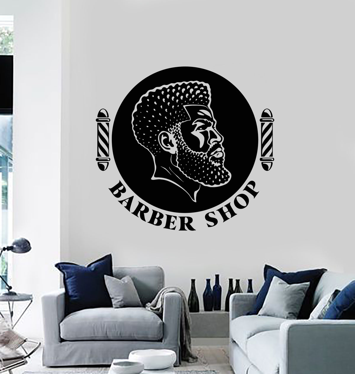Vinyl Wall Decal Barber Shop Man's Style Hair Beard Shaves Stickers Mu ...