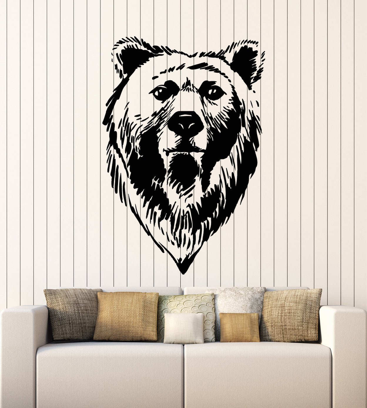 Vinyl Wall Decal Bear Head Grizzly Tribal Predator Animal Stickers Mur ...