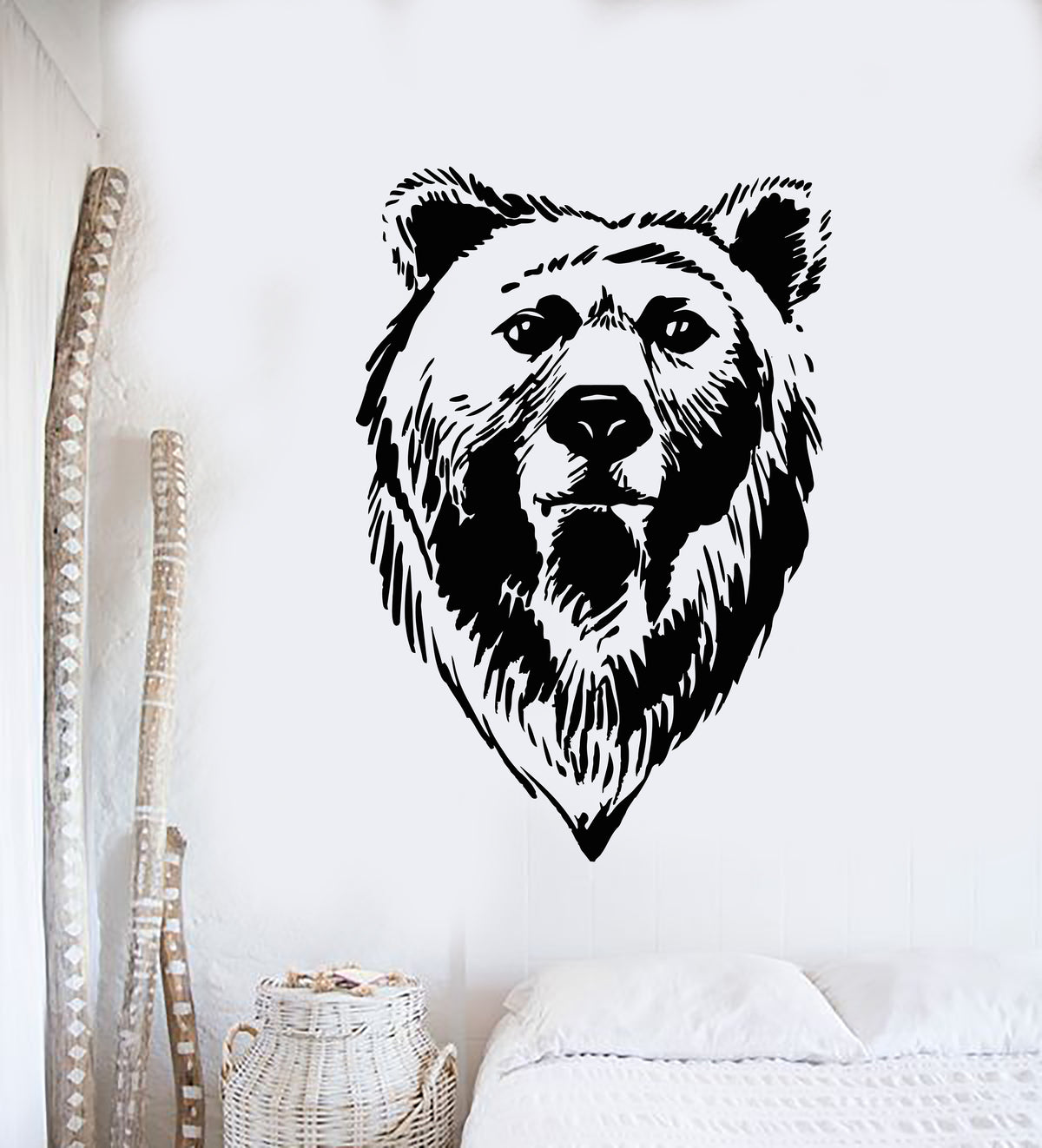 Vinyl Wall Decal Bear Head Grizzly Tribal Predator Animal Stickers Mur ...