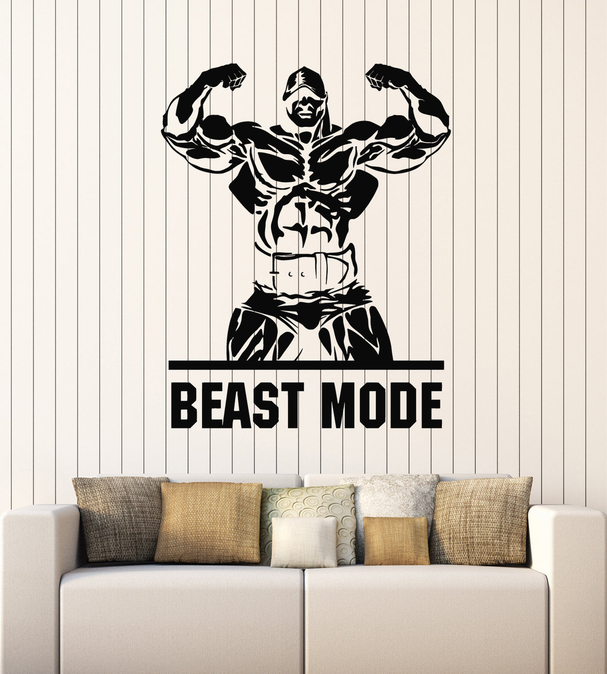 Vinyl Wall Decal Phrase Beast Mode Gym Iron Sports Musculus Stickers M ...