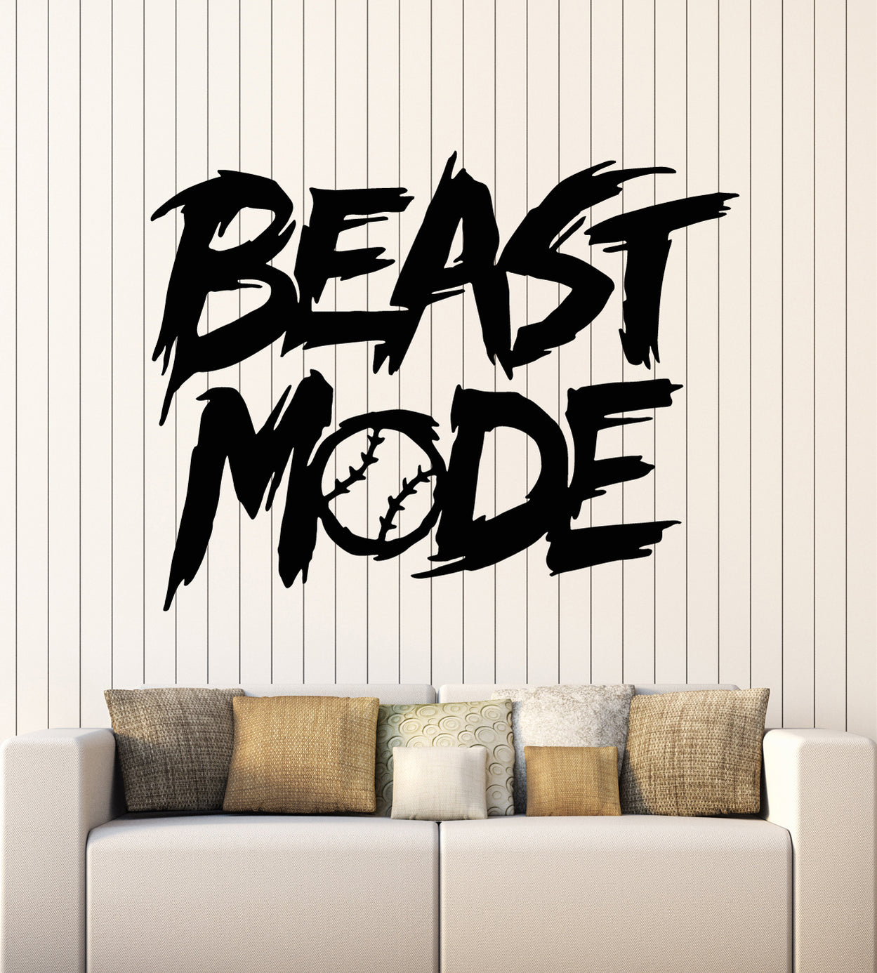 Vinyl Wall Decal Baseball Fan Beast Mode Boys Bedroom Stickers Mural ...