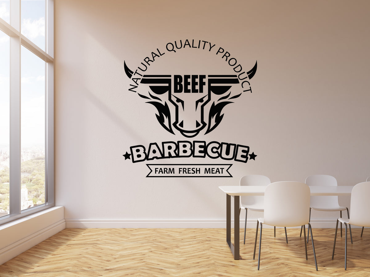 Vinyl Wall Decal Fresh Meat Beef Steak Barbeque Farm Bull Stickers Mur ...
