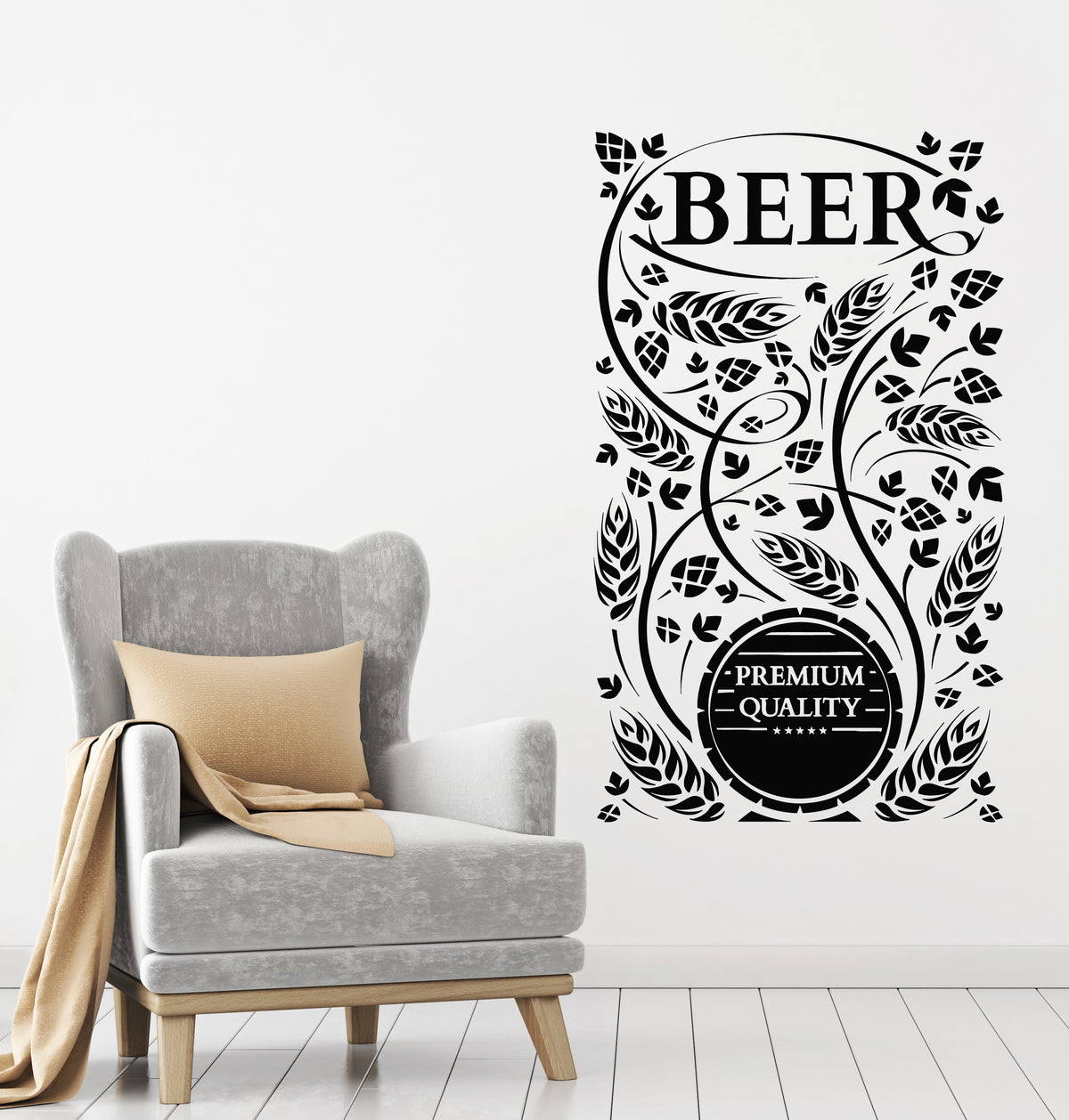 Vinyl Wall Decal Beer House With Hops Malt Drinking Pub Bar Stickers M ...