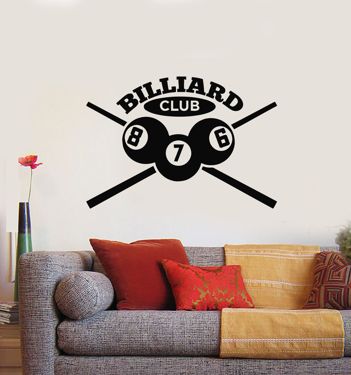 Vinyl Wall Decal Billiards Room Club Cue Balls Poolroom Decor Stickers ...