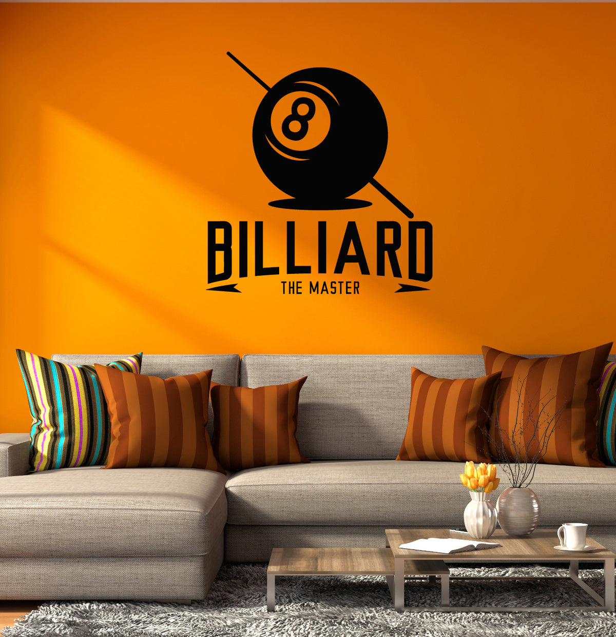 Billiard Wall Vinyl Decal The Master Lettering Ball with Number Sticke ...
